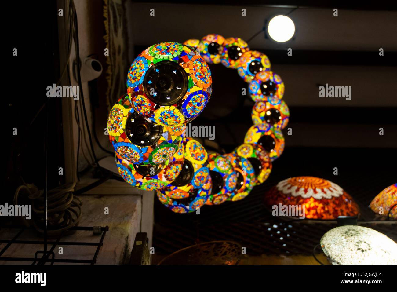 Colored lamp in the arabian market of Granada, Spain Stock Photo - Alamy