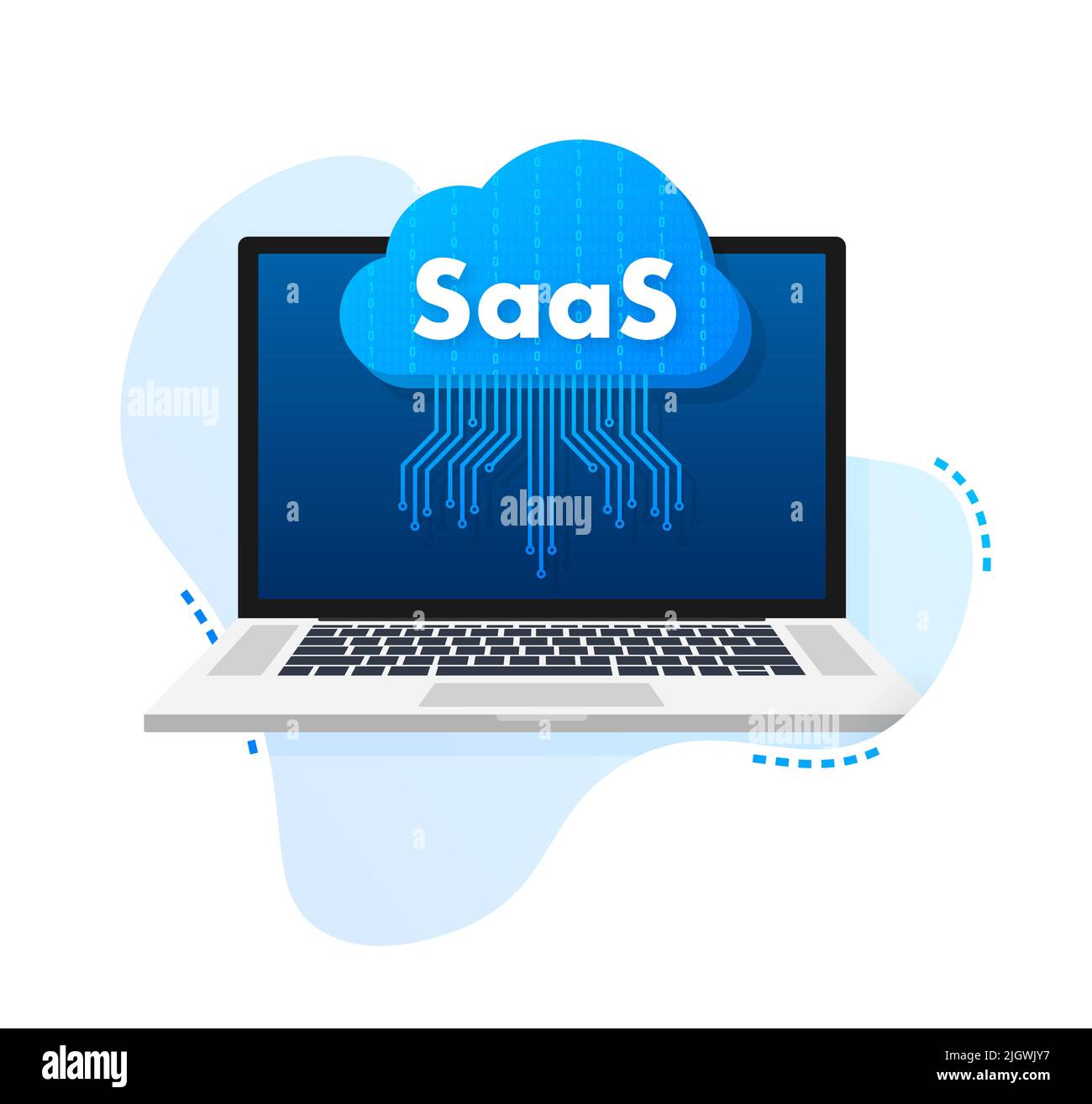 SaaS - Software as a service. Cloud sevice, synchronize. Vector ...