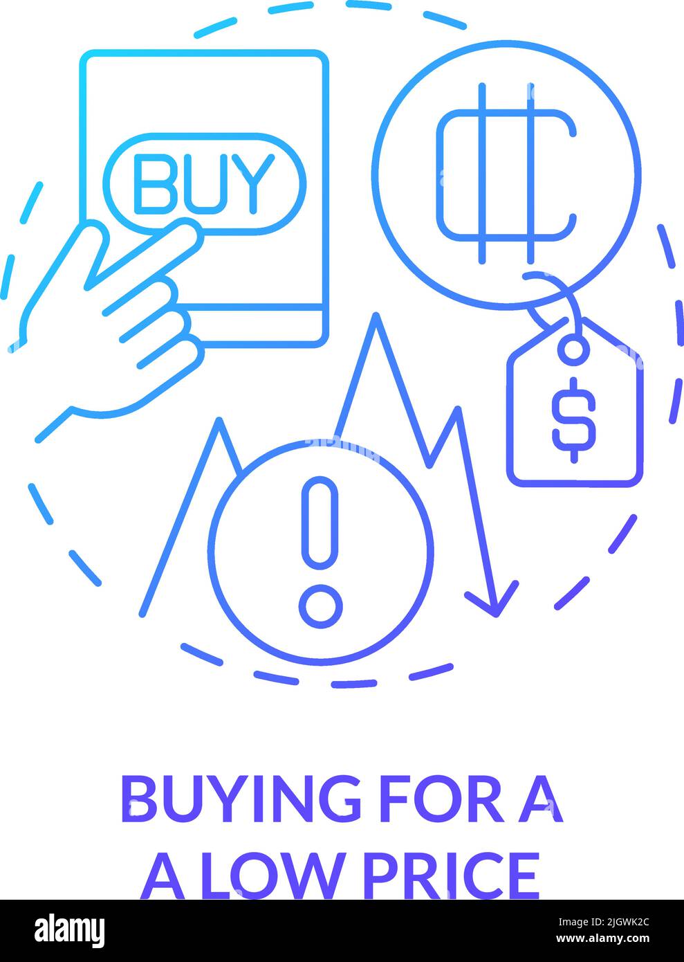 Buying for low price blue gradient concept icon Stock Vector Image ...