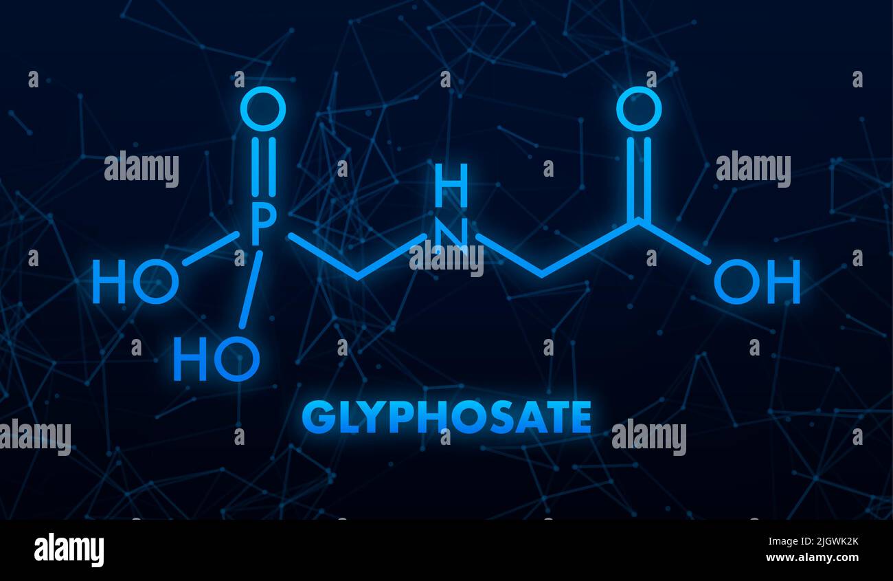 Glyphosate formula. Glyphosate herbicide molecule. Vector illustration ...