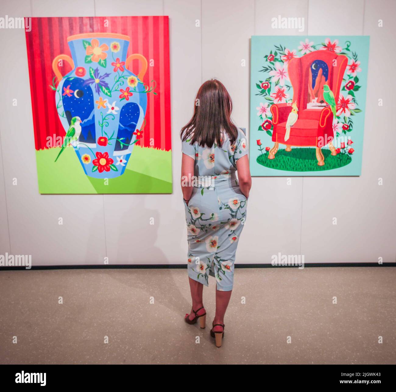 London UK 13 July 2022 (L) Blue Vase Midnight eclipse,(R) A World ...