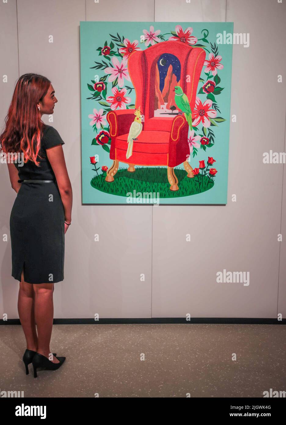 London UK 13 July 2022 A World whitIn a Red Chair.The Arx Group, Britty ...