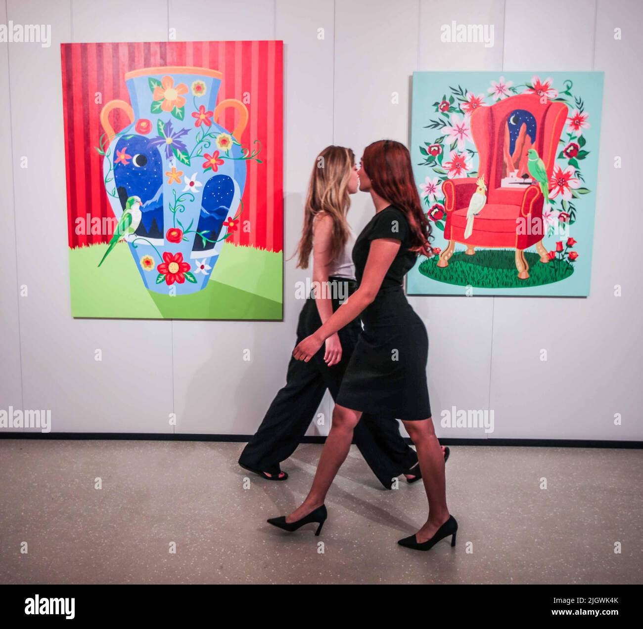 London UK 13 July 2022 (L) Blue Vase Midnight eclipse,(R) A World ...