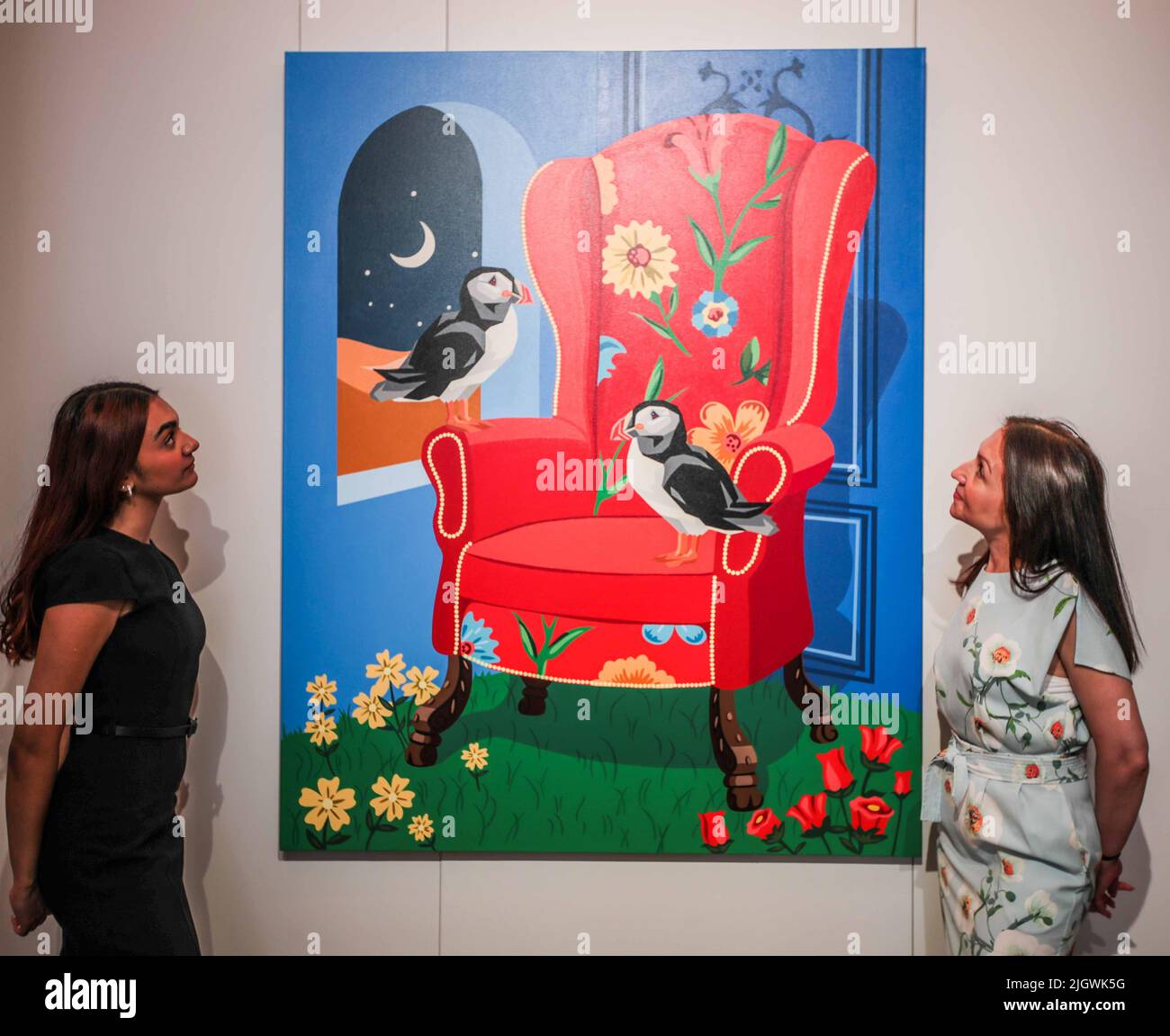 London UK 13 July 2022 Blue Room Quarter Moon,2022 Britty Em an ...