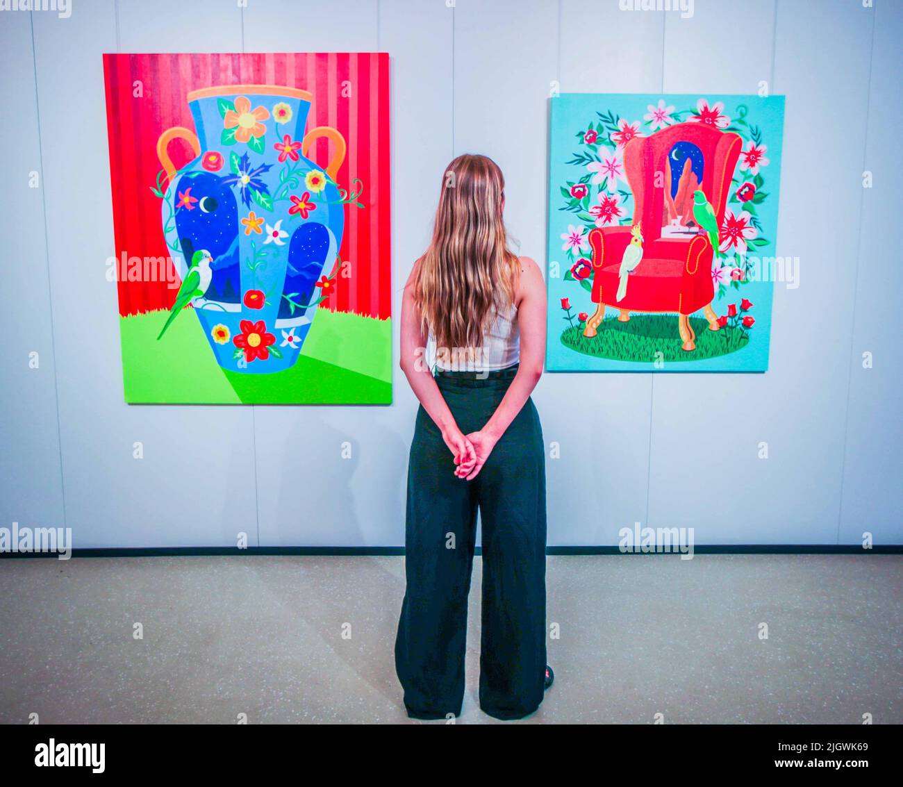 London UK 13 July 2022 (L) Blue Vase Midnight eclipse,(R) A World ...