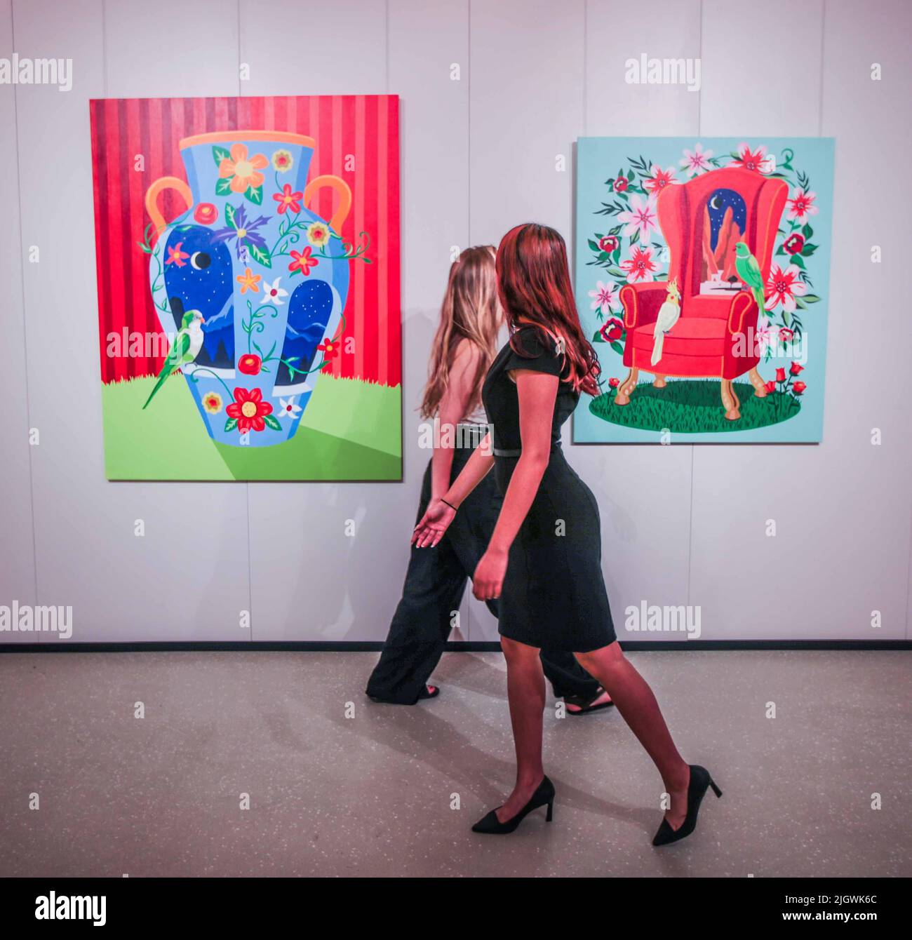 London UK 13 July 2022 (L) Blue Vase Midnight eclipse,(R) A World ...