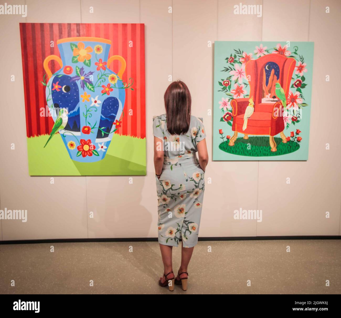 London UK 13 July 2022 (L) Blue Vase Midnight eclipse,(R) A World ...