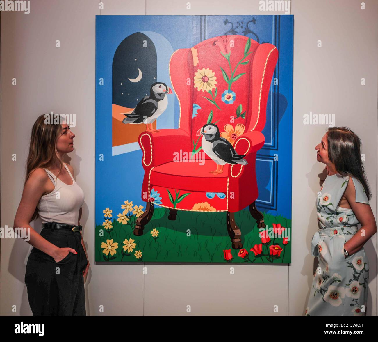 London UK 13 July 2022 Blue Room Quarter Moon,2022 Britty Em an ...