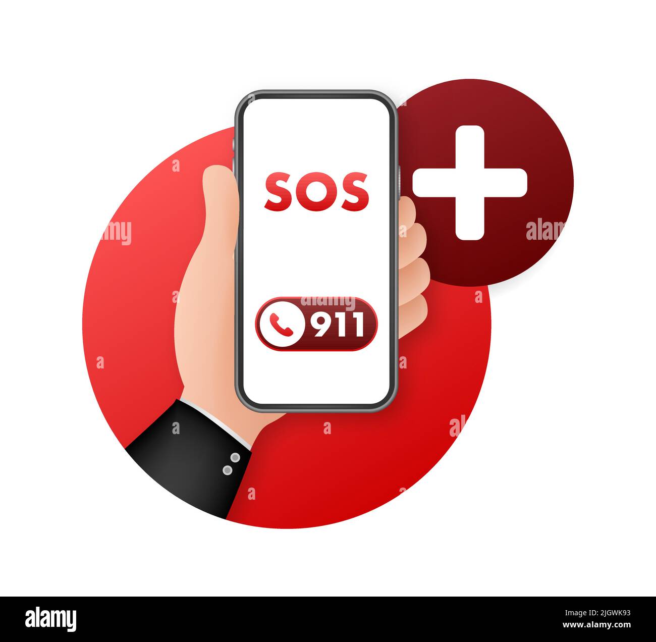 SOS emergency call. 911 calling. A cry for help. Vector stock illustration Stock Vector Image ...