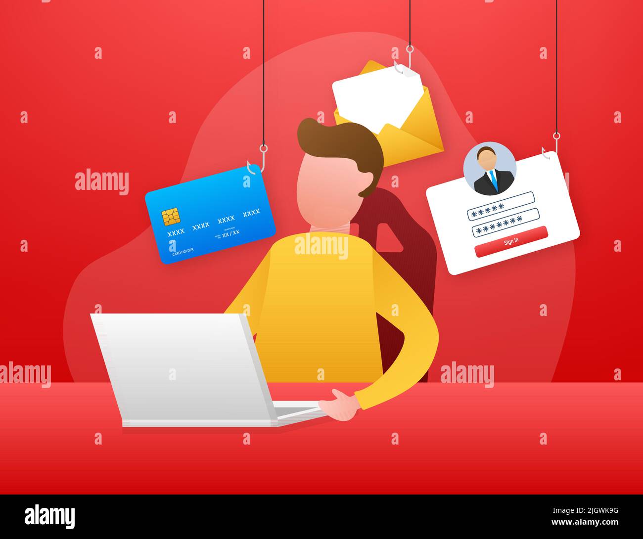 Data Phishing with fishing hook, mobile phone, internet security ...