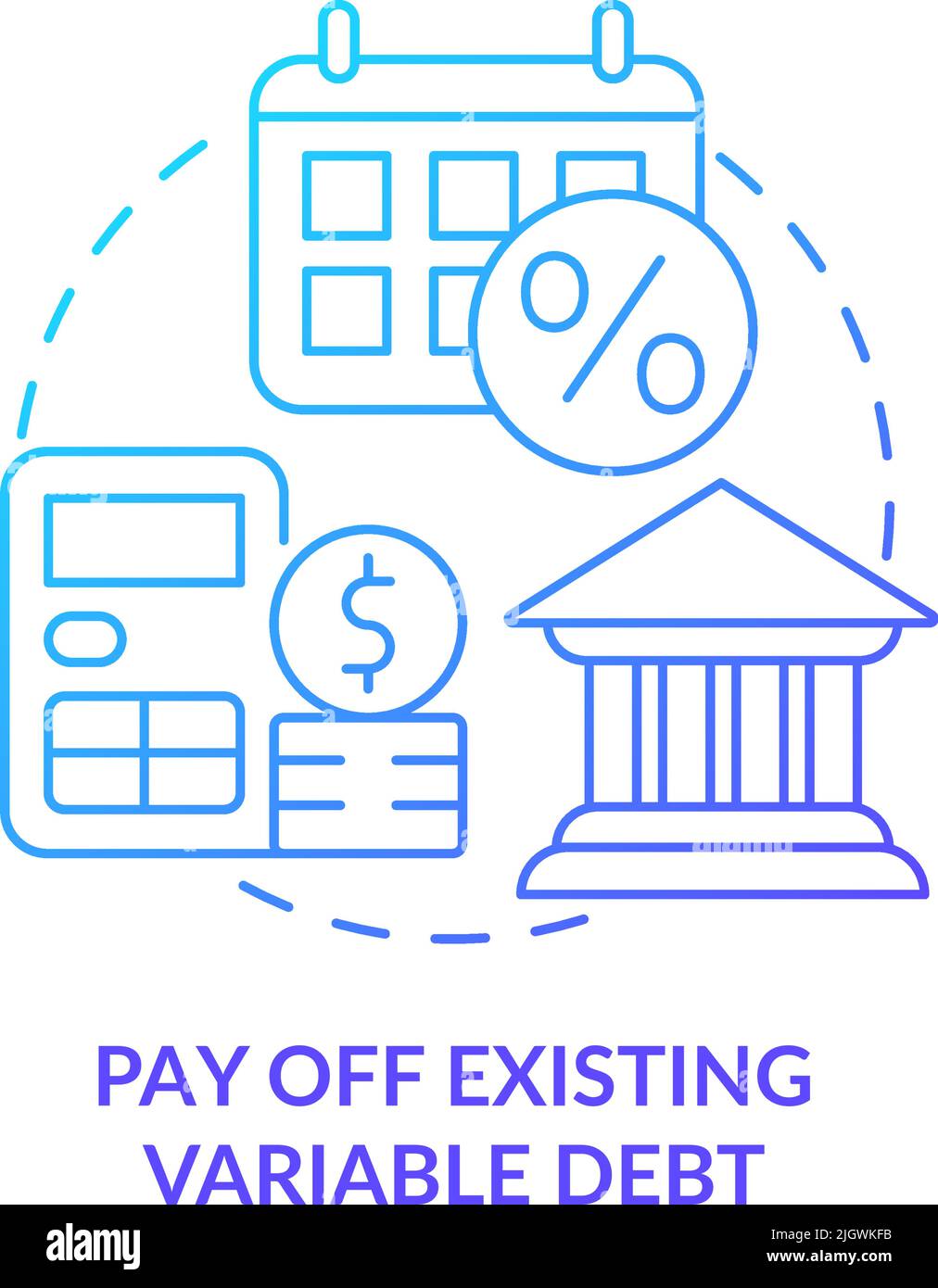 Pay off existing variable debt blue gradient concept icon Stock Vector ...