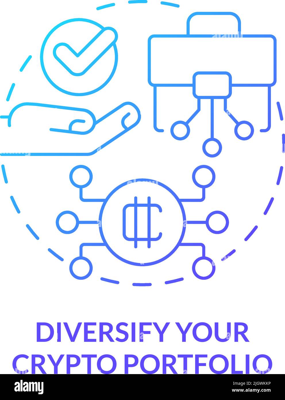 Diversify your crypto portfolio blue gradient concept icon Stock Vector ...