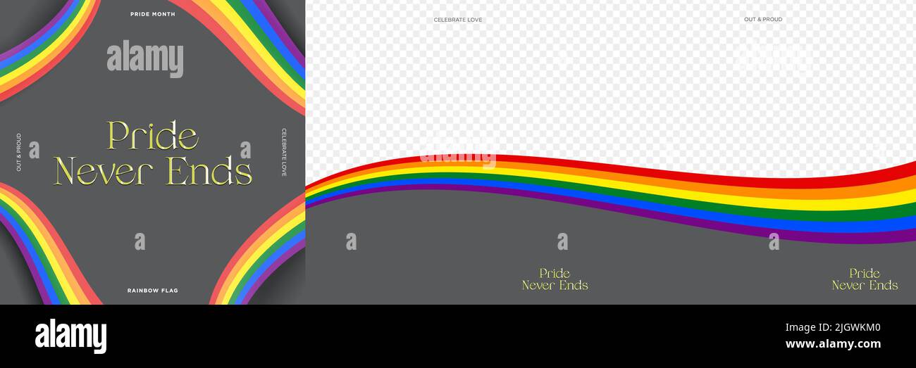 Pride Never Ends gold typography. Pride Month post and greeting card ...