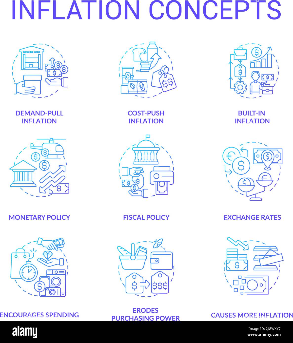 Inflation blue gradient concept icons set Stock Vector Image & Art - Alamy