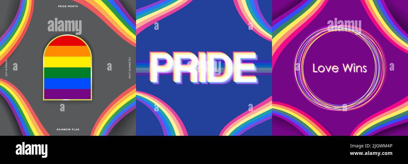 Neon Pride Month Rainbow cards. Disco, Neon, pride typography. Fluid ...