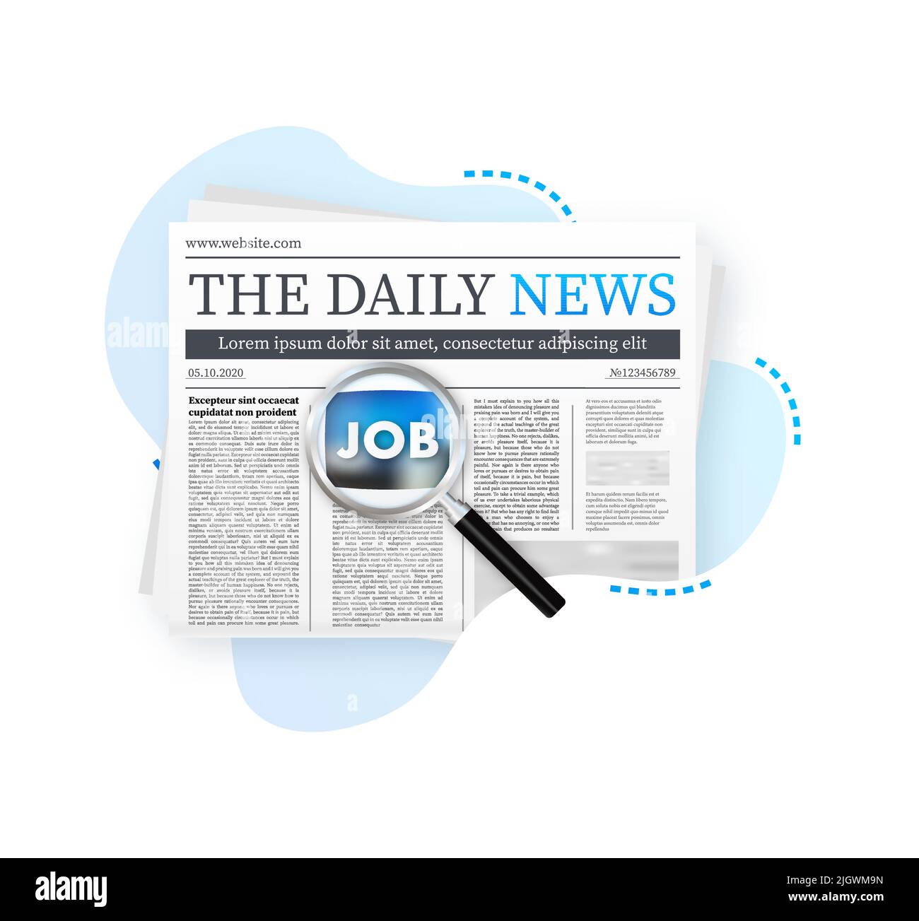 Job search newspaper for paper design. Recruitment interview. Vector ...