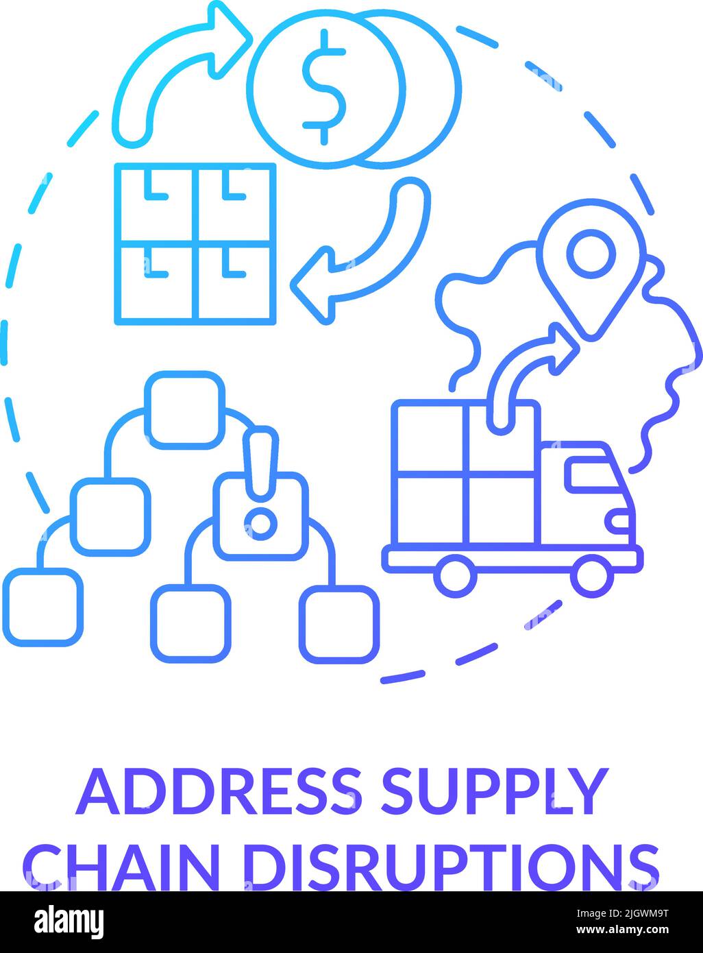 Address supply chain disruptions blue gradient concept icon Stock ...