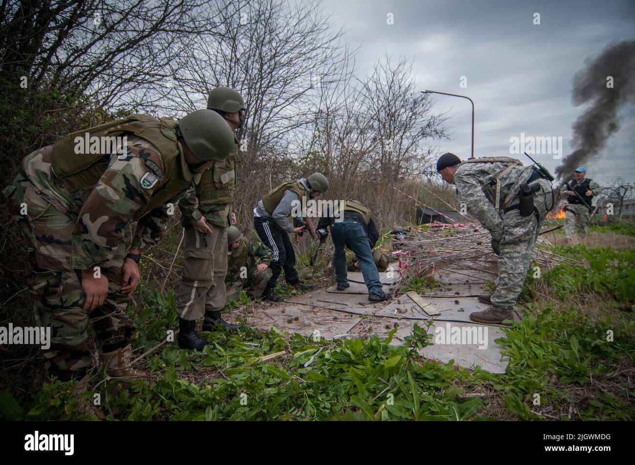 The journalists and military press officers taking part in a hostile ...