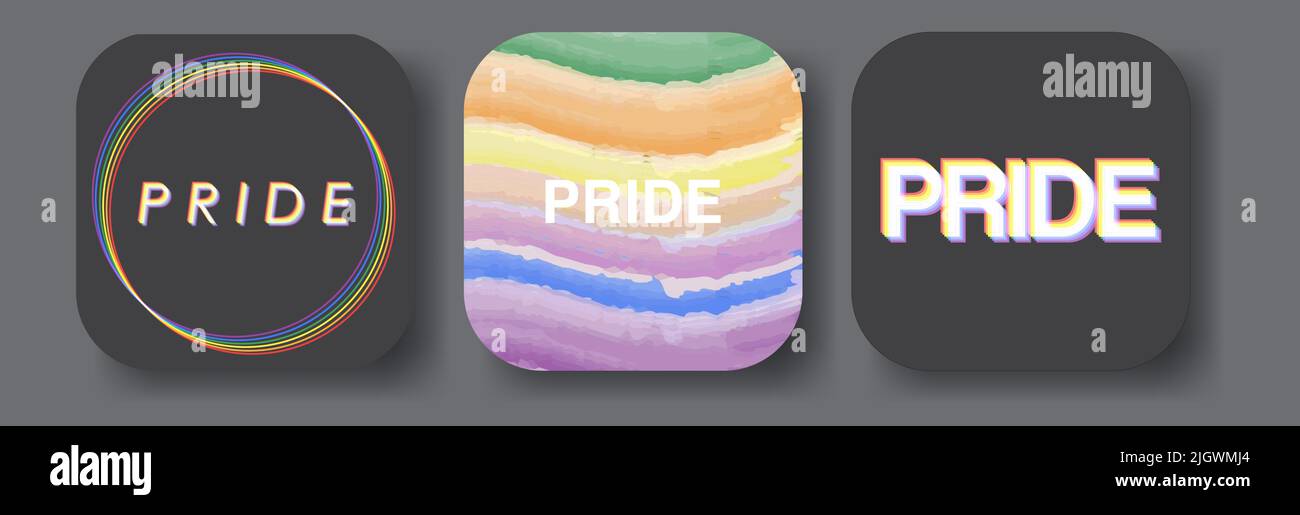 Pride Flag icons and app logo, modern, watercolor pride colors ...
