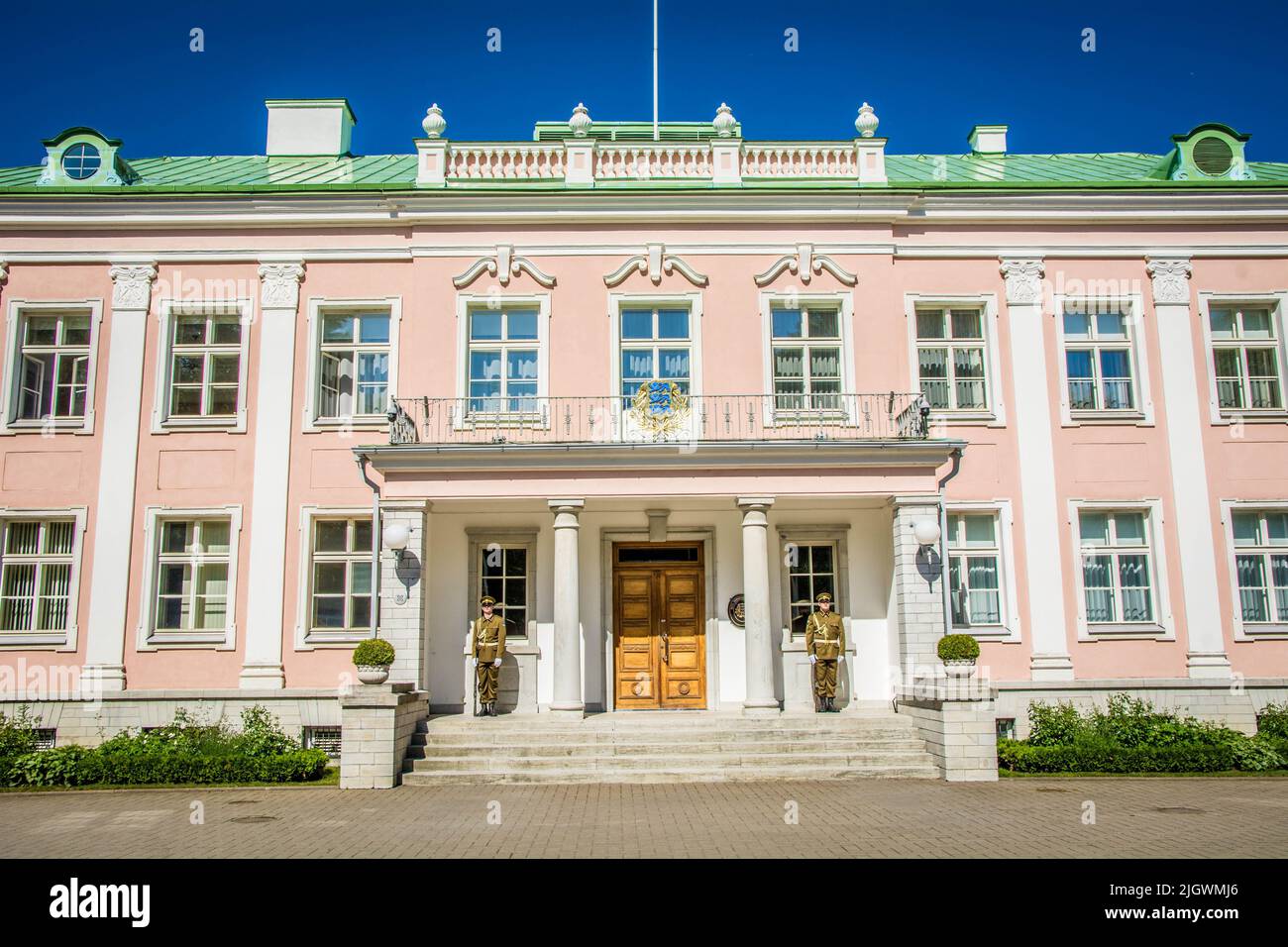 A pink building of the Office of the President of the Republic of ...