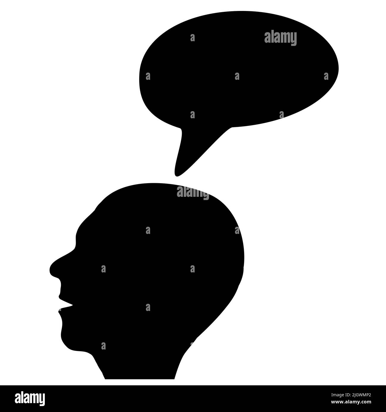 Silhouette of human head with speech bubble from brain isolated on ...