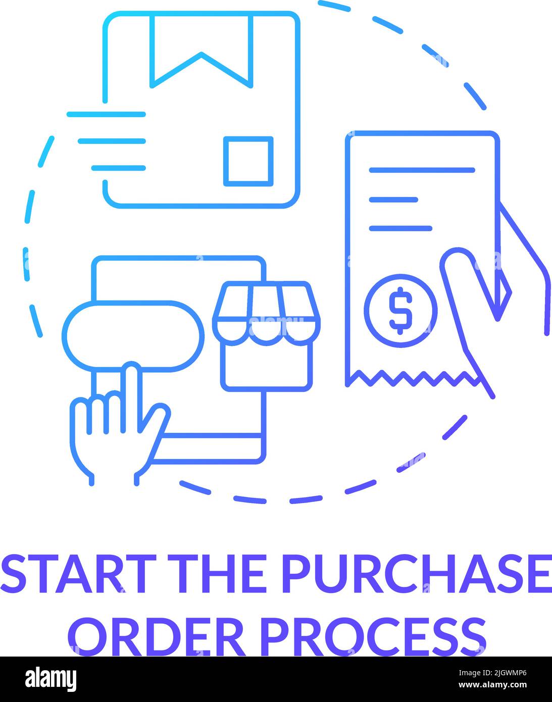 Start purchase order process blue gradient concept icon Stock Vector ...