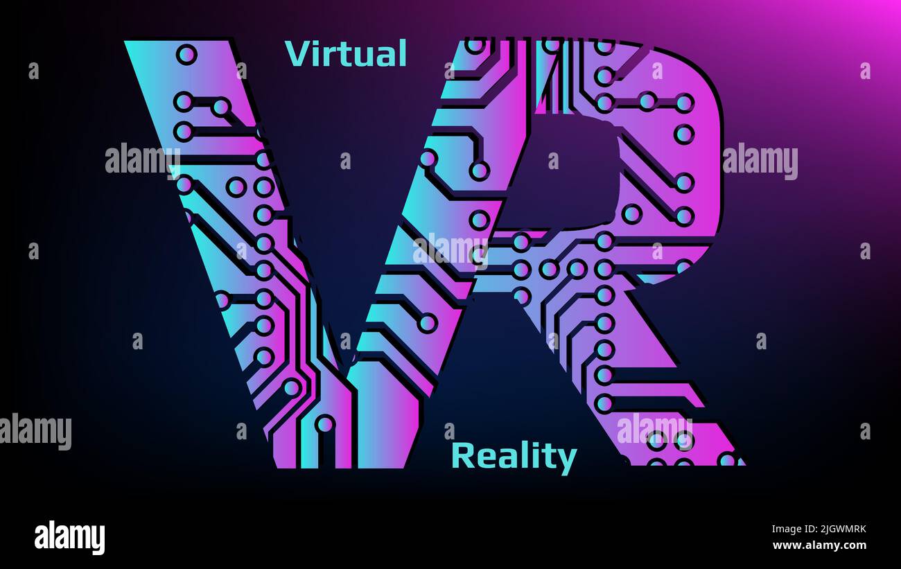 Colorful letters VR abbreviation for Virtual Reality perforated with ...
