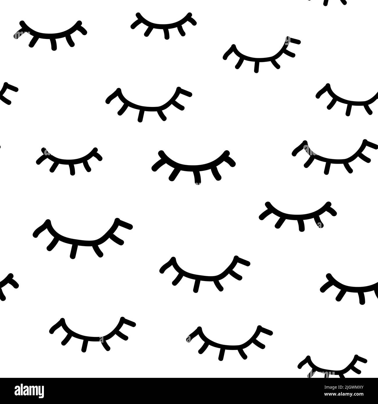 Pattern eyes closed eyelashes dream. Modern trendy monochrome vector ...