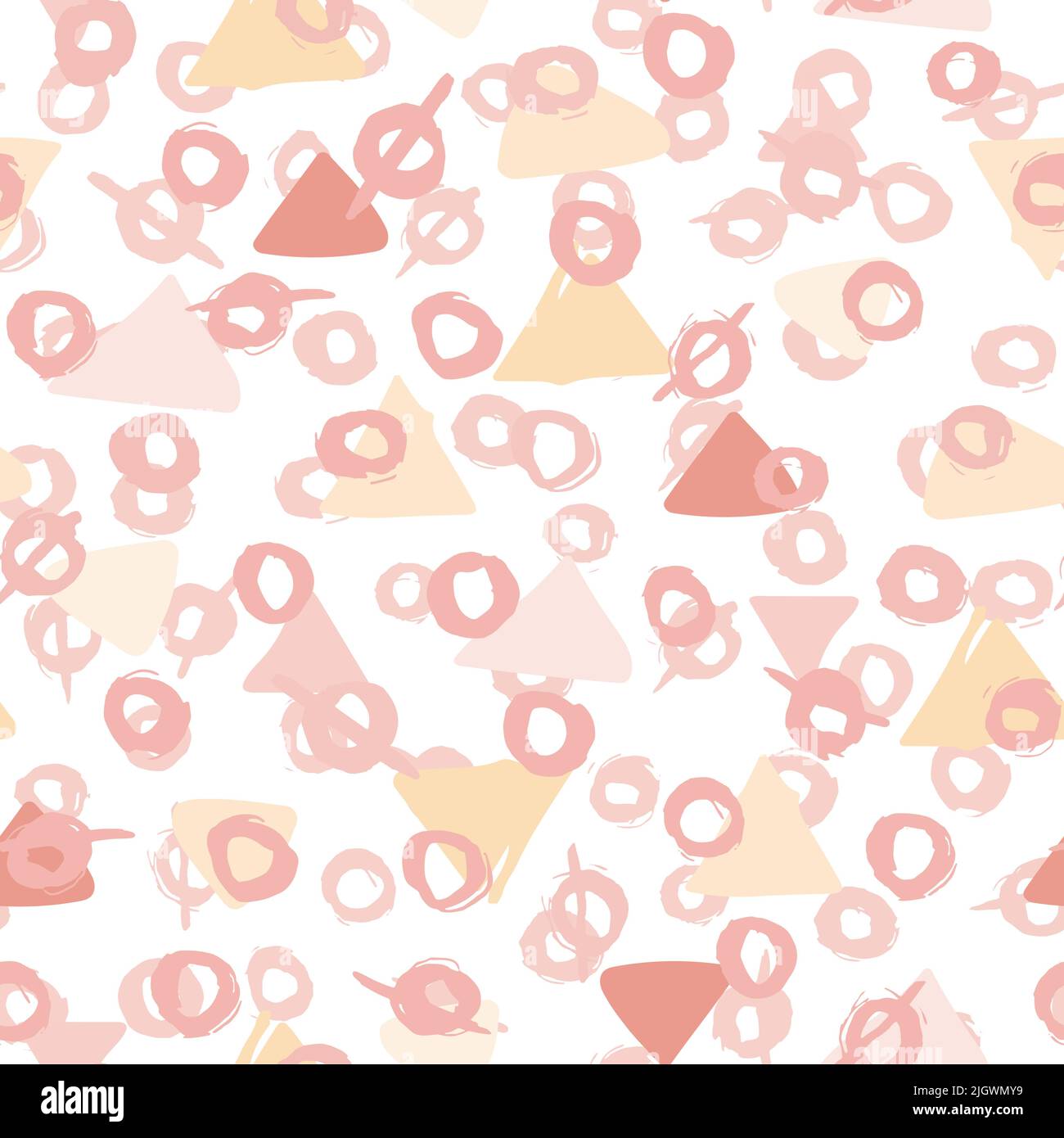 Seamless pastel geometric pattern of triangles circle by hand draw ...