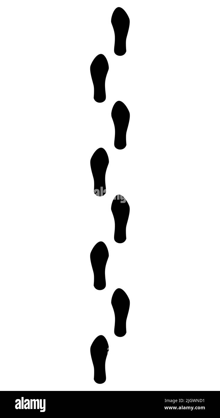 Seamless path of footprints of shoes silhouette isolated on white ...
