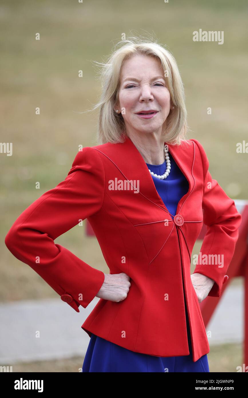 13 July 2022, Bavaria, Grafenwöhr: U.S. Ambassador Amy Gutmann waits at ...