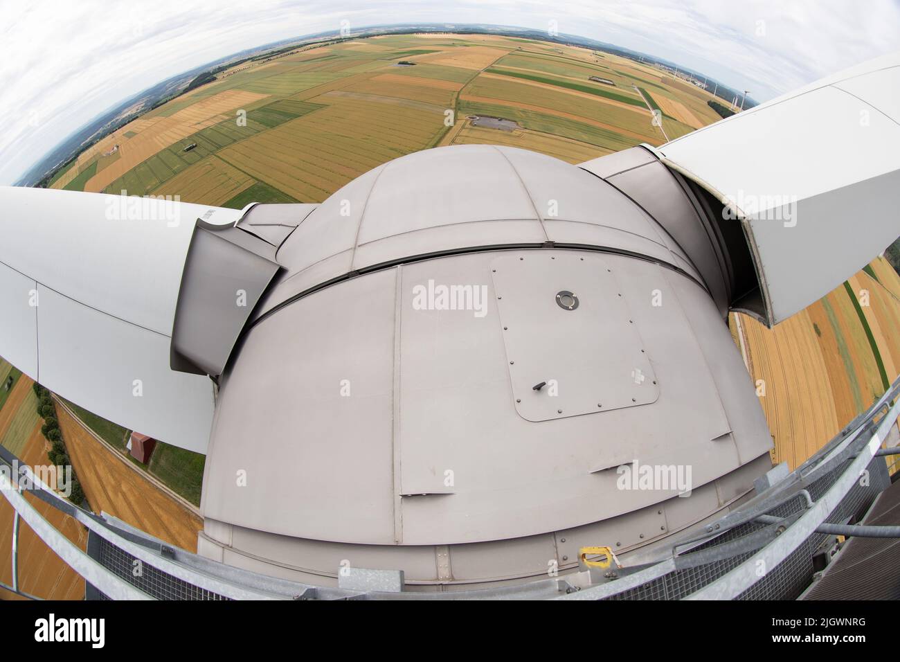 Marsberg, Germany. 13th July, 2022. View from a wind turbine type ...