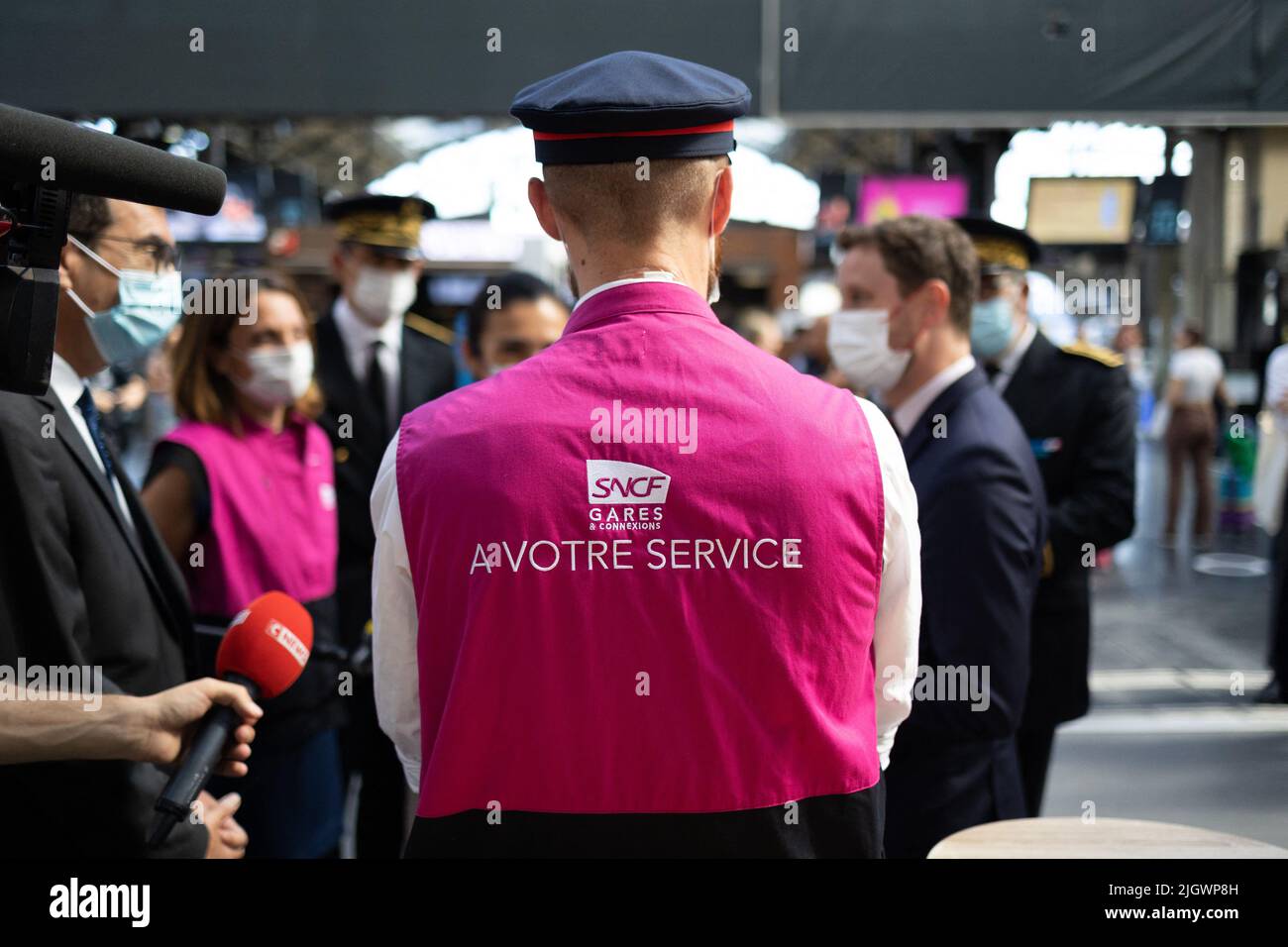 Paris, France, July 13, 2022. A SNCF employee at the Gare de l Est ...