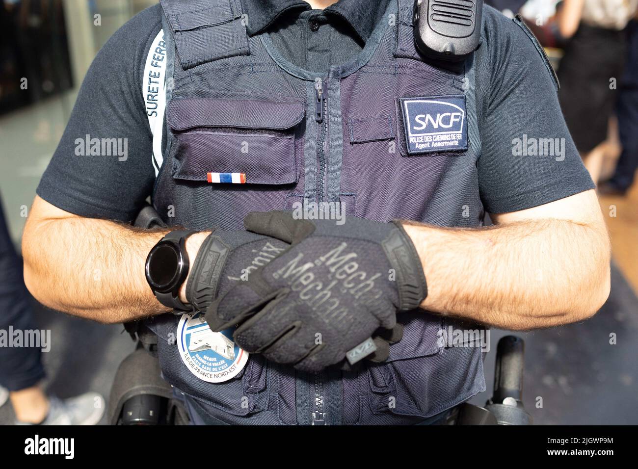 Paris, France, July 13, 2022. SNCF Police forces near trains at the ...