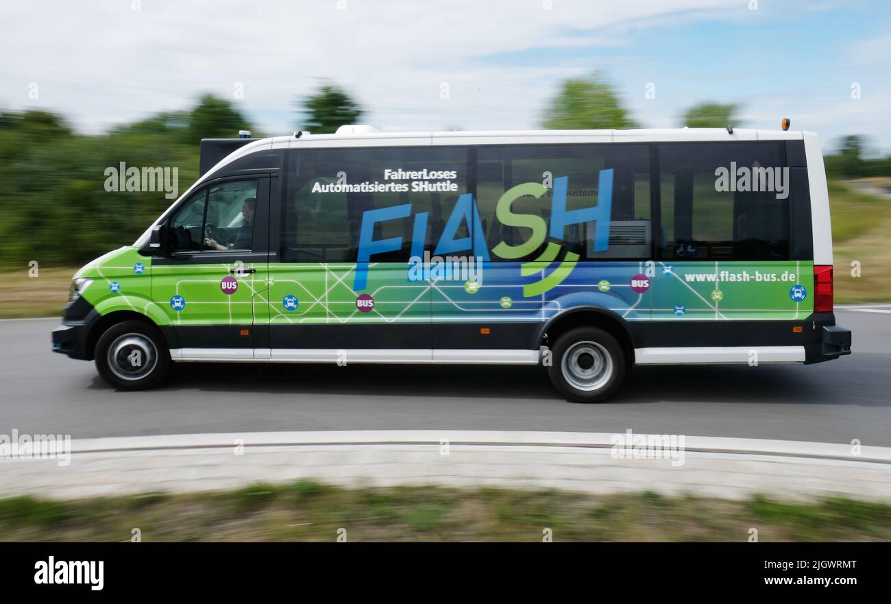 Schladitz, Germany. 13th July, 2022. A bus from the "FLASH" fleet ...