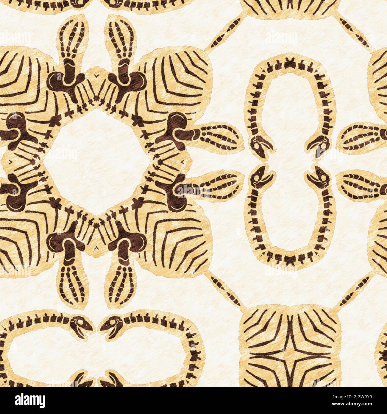 Hand drawn plesiosaur dinosaur fossil bones seamless pattern. Gender ...