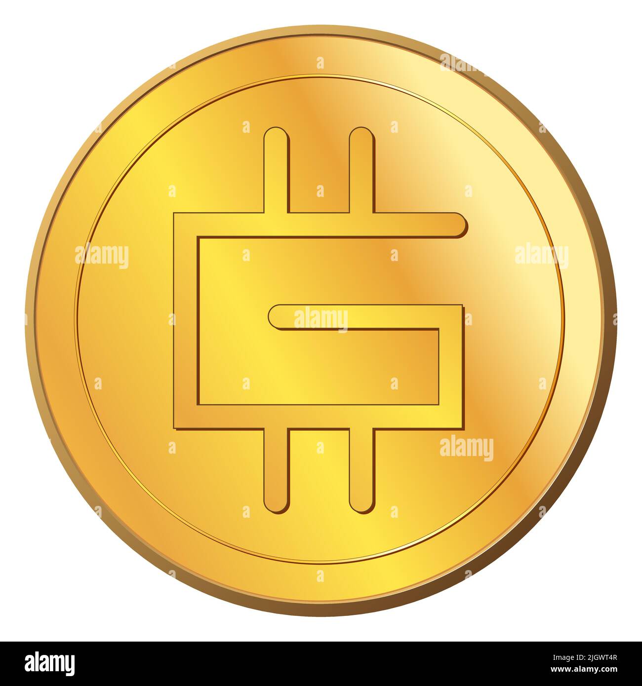 Golden coin Stepn GMT in front view isolated on white. Vector ...