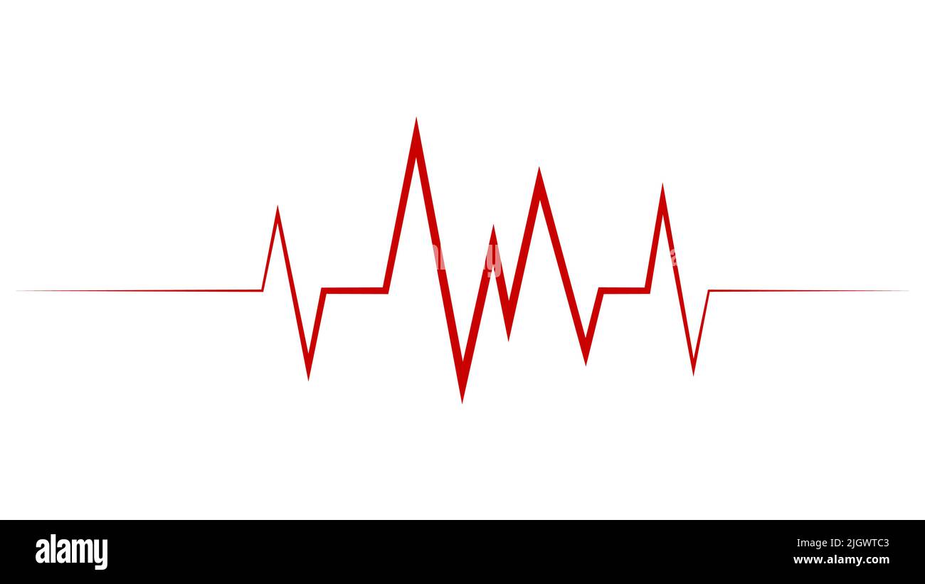 Heart beat line clipart isolated on white background. Red cardiogram ...