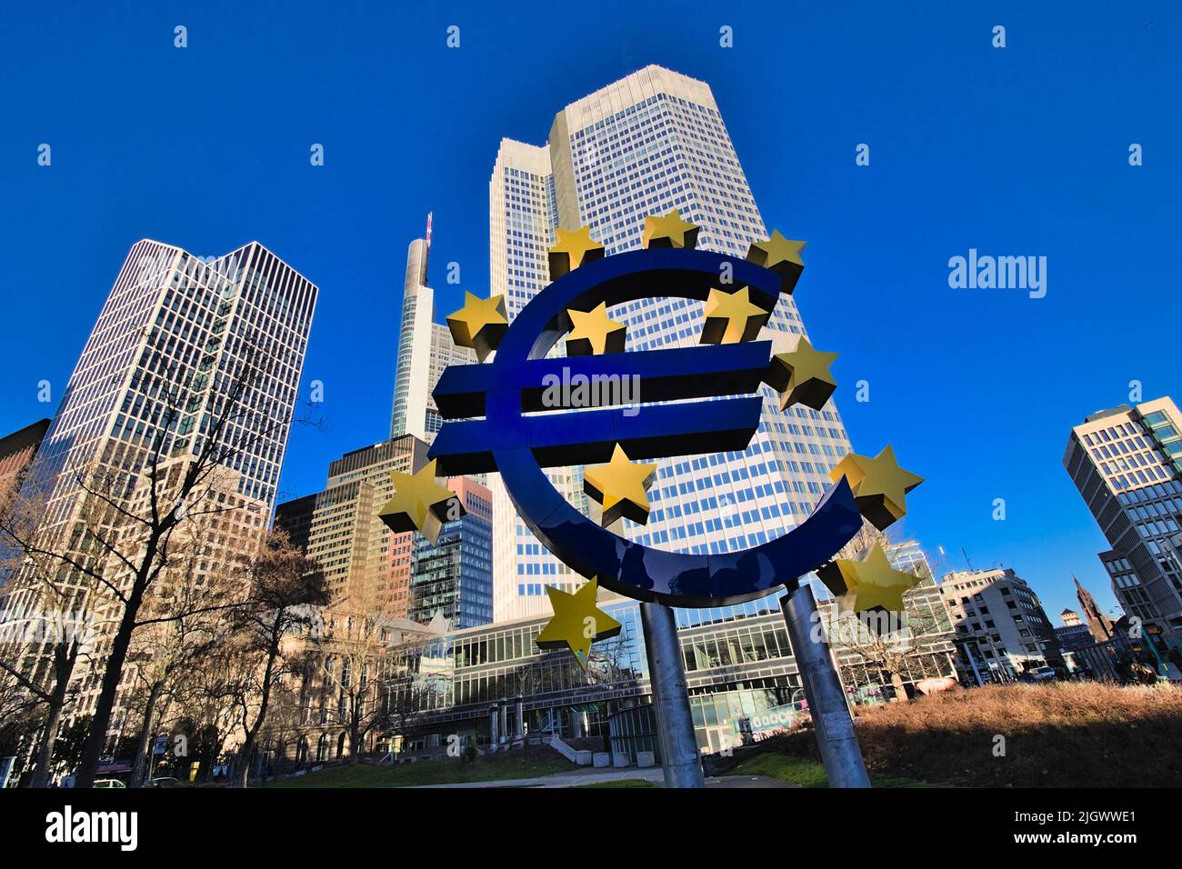 The Euro currency symbol art in Frankfurt am Main Germany Stock Photo ...