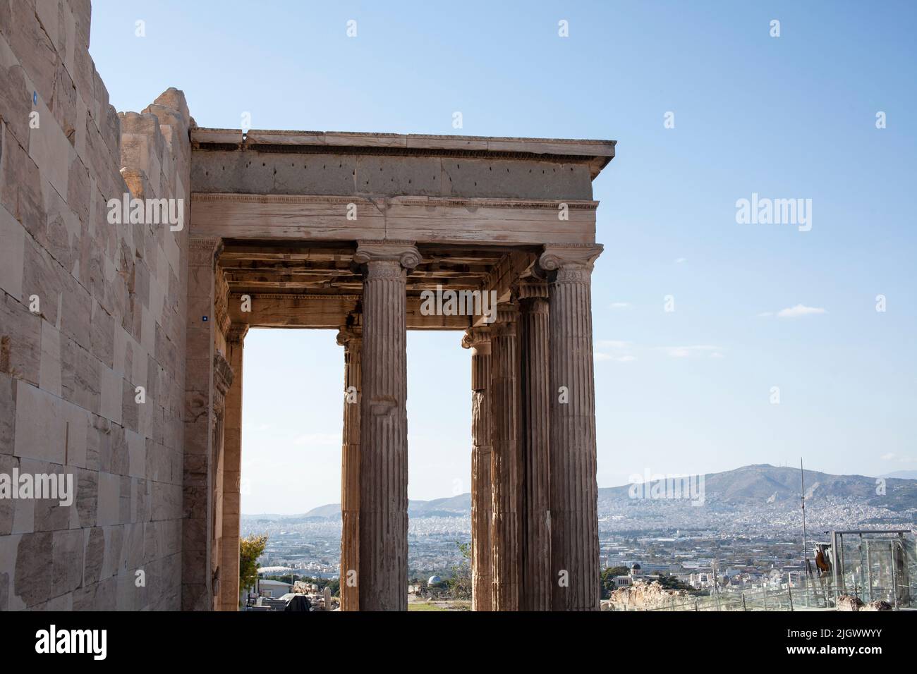 view on parthenone athens from small real parts, reconstruction in ...