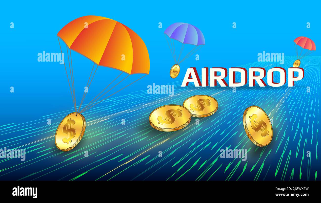 Futuristic token airdrop concept with receding perspective on the ...