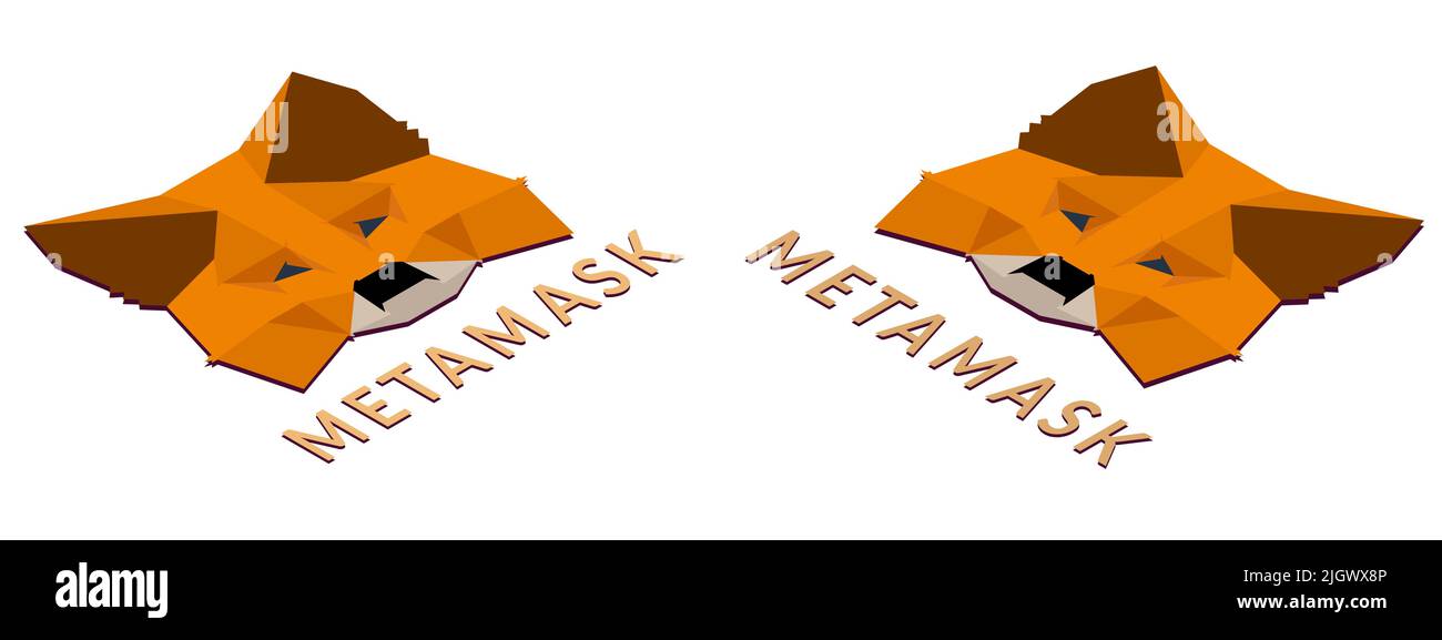 MetaMask isometric logo top view isolated on white background. Crypto ...