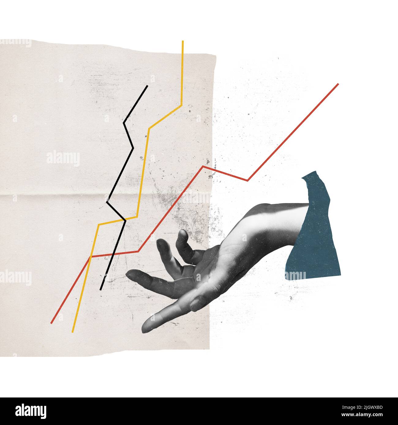 Contemporary art collage. Conceptual image with male hand and business ...