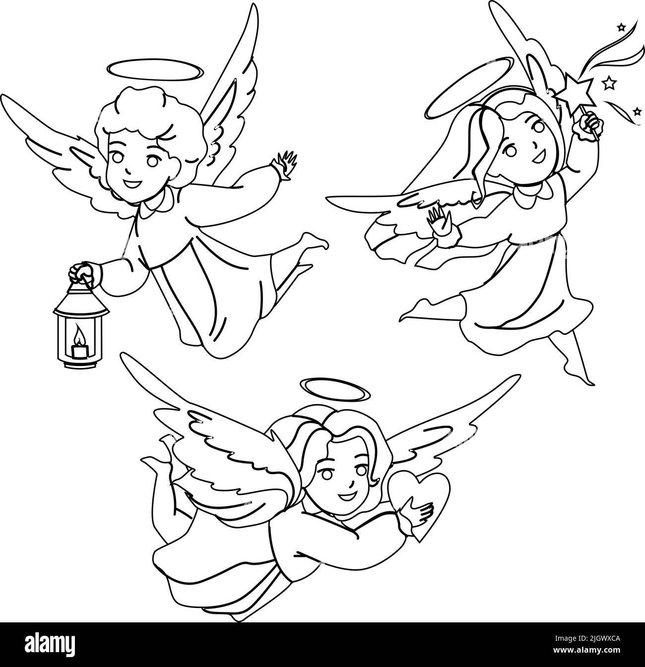 Babies Angel With Wings Flying Together Vector Stock Vector Image & Art ...