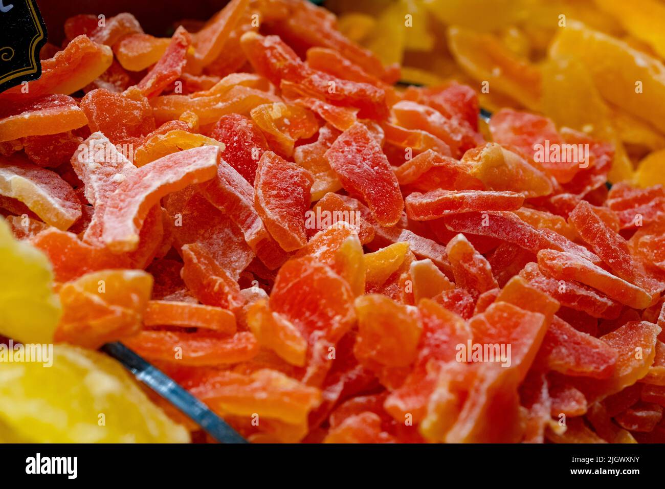 Pieces of dry candied fruits for background Stock Photo - Alamy