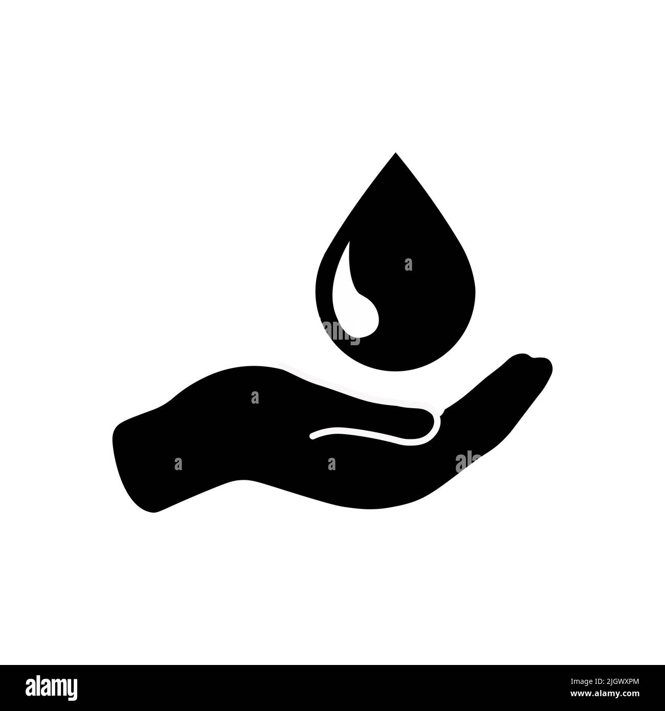 Hand with water drop. Vector hand with water icon. Water care icon ...