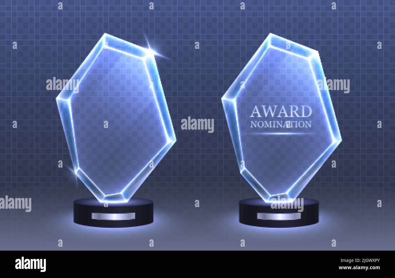 Glass trophy, award nomination winner. Realistic crystal award with ...