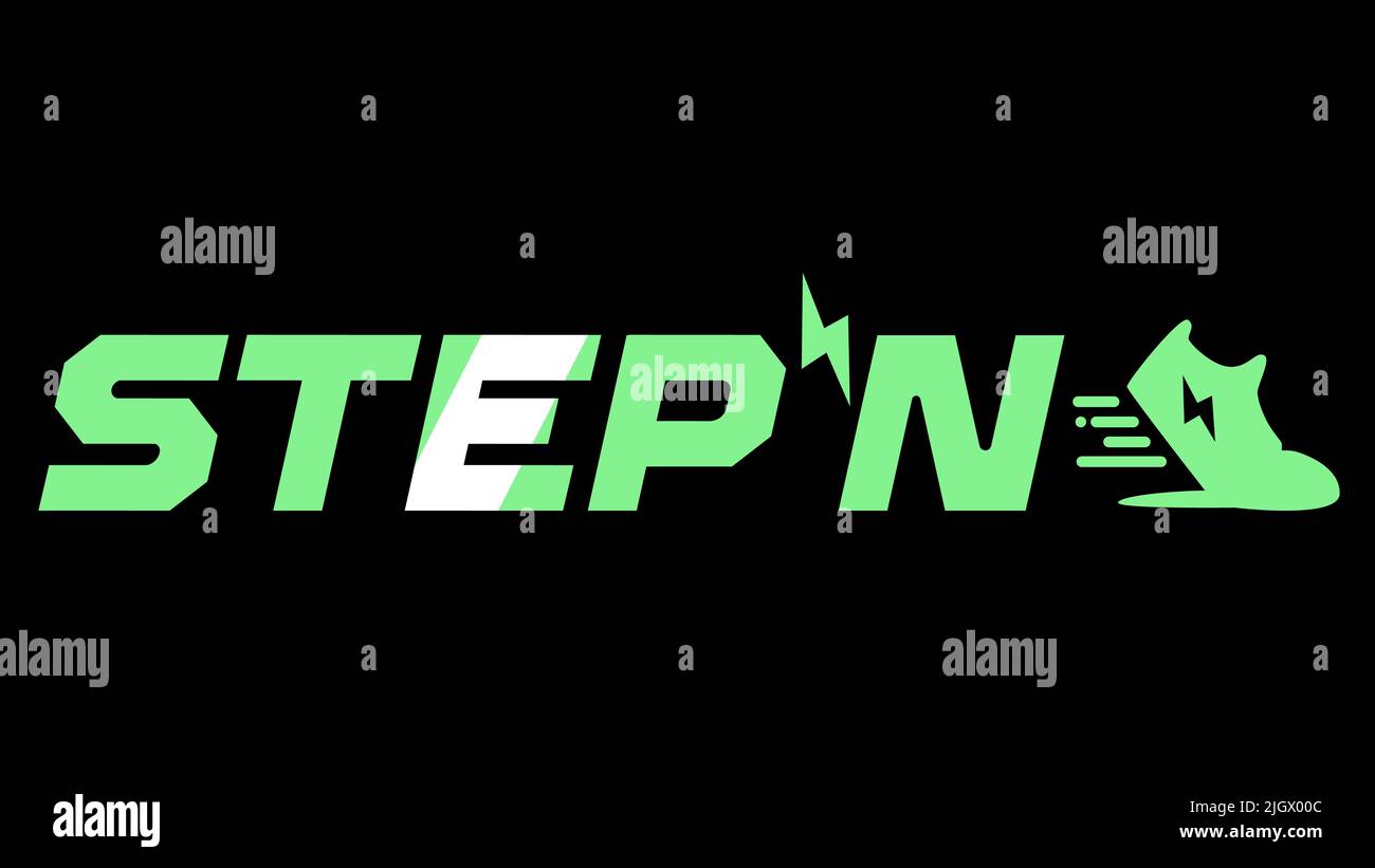 STEPN company logo icon isolated on black background. Web3 running app ...