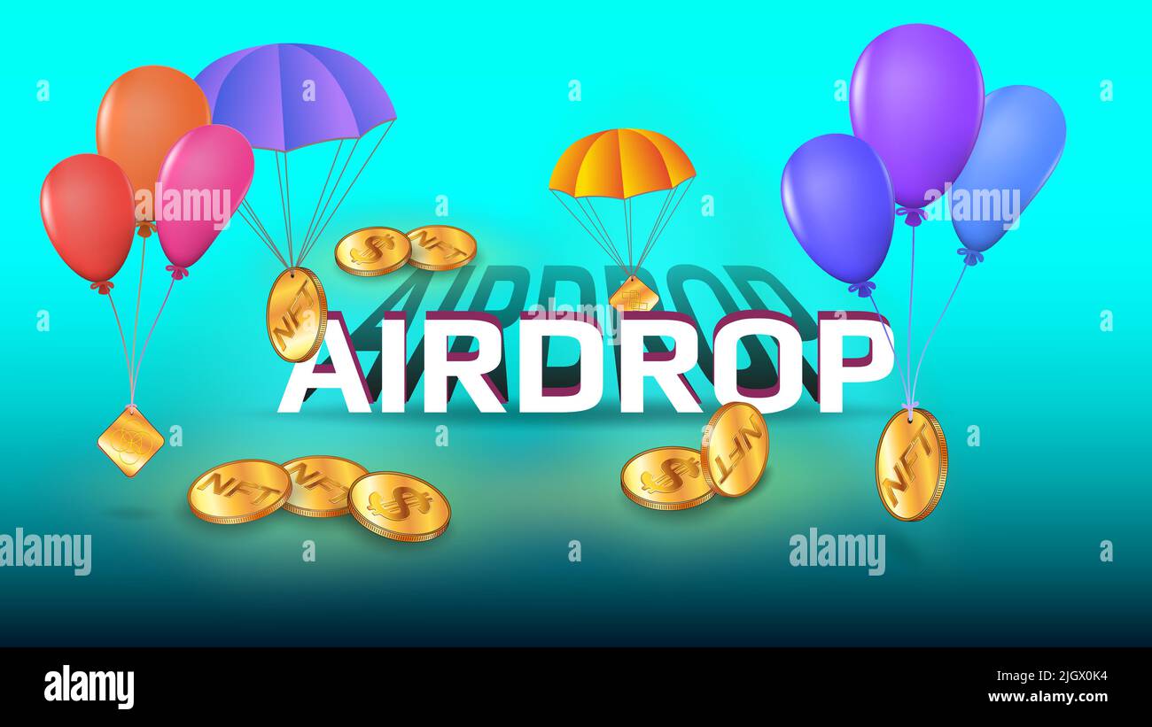 Free airdrop Dollar USD and NFT non fungible token with golden coins ...