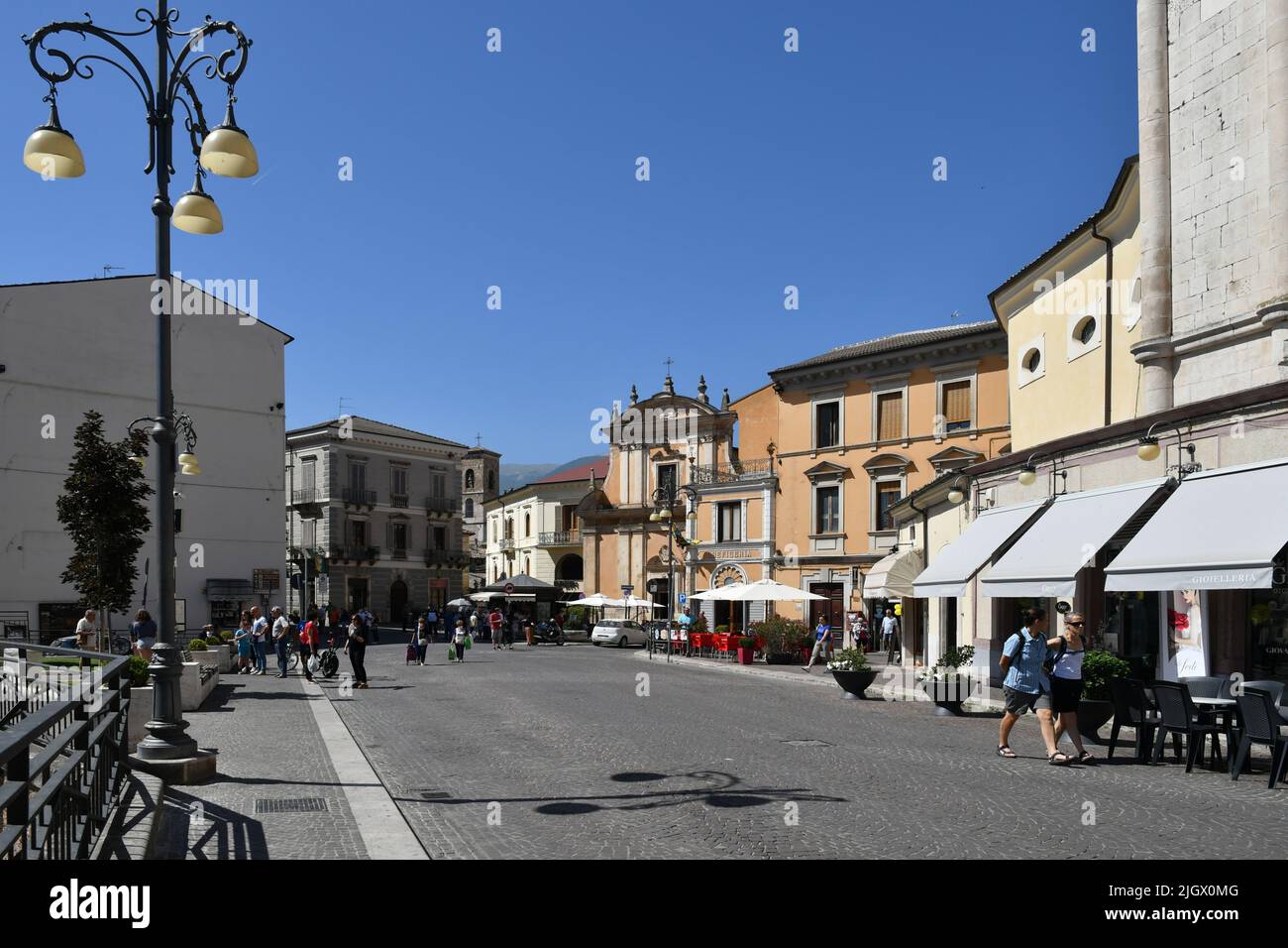 A square of Sulmona, an Italian village in the Abruzzo region Stock ...